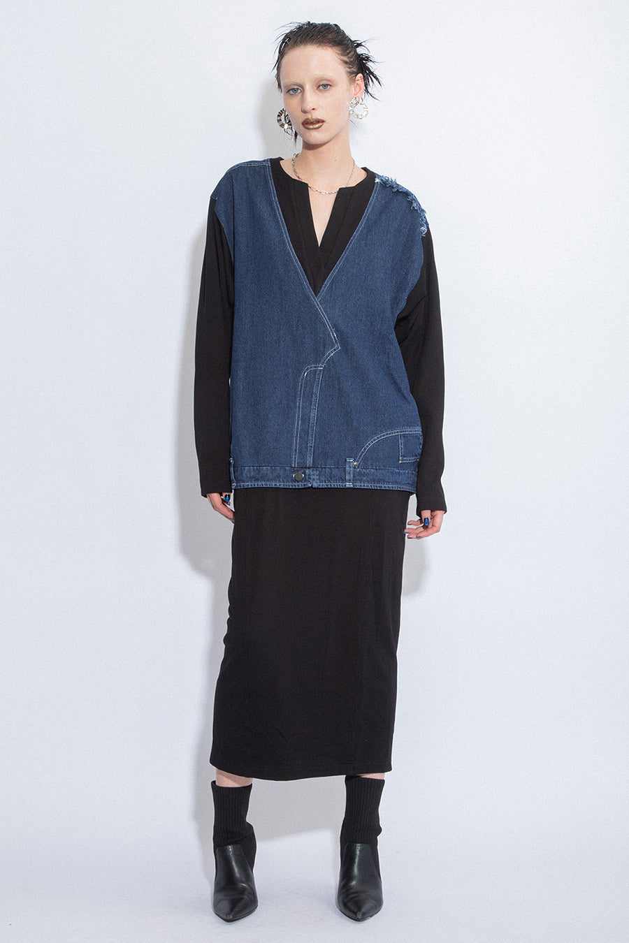 DENIM REMAKE LAYERED ONEPIECE — aulaaila